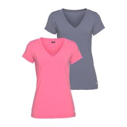 H.I.S. H.I.S Damen Funktionsshirt &raquo;Activewear&laquo; 2er-Pack, sportlicher Stil, V-Ausschnitt, f&uuml;r dynamische Aktivit&auml;ten bunt 40