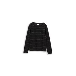 Tom Tailor Langarmshirt in black stripe with lurex | Gr.: S
