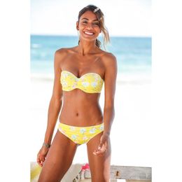 Sunseeker Damen Bikini-Hose &raquo;Ditsy&laquo; mit H&auml;kelkante gelb 32, N-Gr