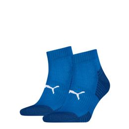 Puma Damen Puma Kurzsocken &raquo;Puma UNISEX SPORT CUSHIONED QUARTER 2P&laquo; 2 Paar, Rippenb&uuml;ndchen, optimierte D&auml;mpfung f&uuml;r zus&auml;tzlichen Komfort blau 39-42