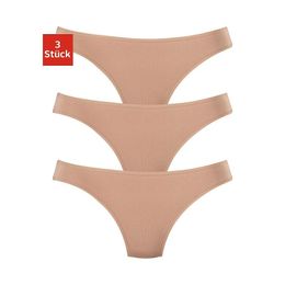 Lascana Damen Lascana String &raquo;aus hochwertiger Modal-Qualit&auml;t&laquo; 3er-Pack beige 32/34
