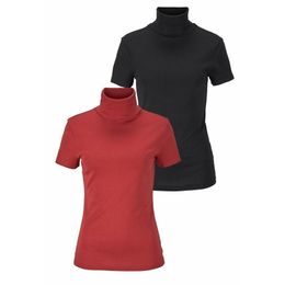 Flashlights Rollkragenshirt in ziegelrot, schwarz | Gr.: 36-38