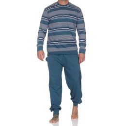Normann Langarm Schlafanzug Pyjama B&uuml;ndchen Streifen in blau | Gr.: 58