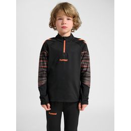 Hummel Halbrei&szlig;verschluss Sweatshirt Daumenl&ouml;cher Hmlblaze Multisport Kinder in BLACK/ORANGE | Gr.: 140
