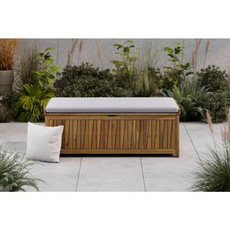 Ambia Garden Kissenbox, Grau, Akazie, Holz, Textil, Akazie, massiv, 1 F&auml;cher, 140x60x50 cm, Deckel abnehmbar, aufklappbar, geeignet zum Sitzen, Aufbewahrung & Schutzh&uuml;llen, Gartenboxen