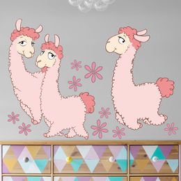 Bilderwelten Wandtattoo Tiere modern selbstklebend Wandaufkleber - NICI - Rosa Lama Set - Wandsticker Kinderzimmer Baby M&auml;dchen Jungen