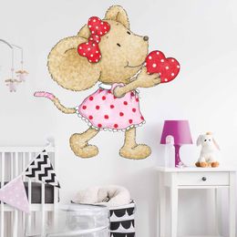 Wandtattoo Kinderzimmer M&auml;dchen Baby Maus Kikibell Herz Wandsticker Babyzimmer M&auml;dchenzimmer Kinder Wandaufkleber in S-XXL