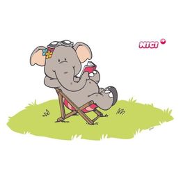 Wandtattoo Kinderzimmer NICI Priscilla im Liegestuhl Wandsticker Tiere Elefant Wandaufkleber in S-XXL Baby, Junge & M&auml;dchen