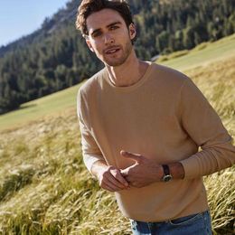 LANDS' END Kaschmirpullover mit rundem Ausschnitt, Herren,  Braun, Kaschmir, by Lands' End