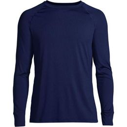 LANDS' END Thermaskin Rundhals-Shirt mit Stretch, Herren,  Blau, Elasthan/Polyester-Mischung, by Lands' End