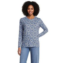 LANDS' END Supima-Shirt, Langarm, Damen,  Blau, Baumwolle, by Lands' End