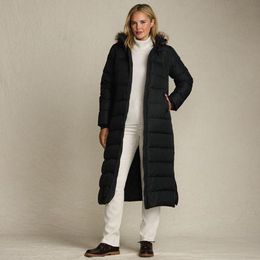 LANDS' END Maxi-Daunenmantel mit Kapuze, Damen,  Schwarz, Polyester, by Lands' End