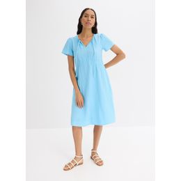 bonprix Tunika-Kleid aus Musselin, blau, Gr.38, Tunika-Kleid aus reiner Baumwolle. Mit Fl&uuml;gel&auml;rmeln und elastischen Tailleneins&auml;tzen., aus 100% Baumwolle,Musselin