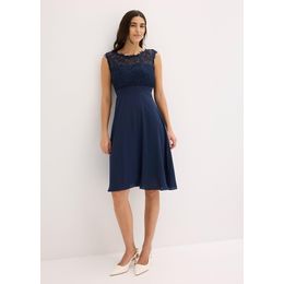 bonprix Minikleid mit Spitze, blau, Gr.42, Elegantes Abendkleid mit zarter Spitze und R&uuml;cken-Cut-Out