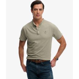 Superdry Herren Classic Cotton Linen Kurzarm-grandad-t-shirt Khaki - Gr&ouml;&szlig;e: L 10412105007581KH003