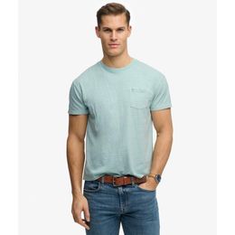 Superdry Herren Klassisches Baumwoll-leinen T-shirt mit Tasche Blue - Gr&ouml;&szlig;e: XL 10404050007439WT004