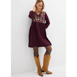 bonprix Tunika-Kleid aus flie&szlig;ender Viskose mit Puffprint, rot, Gr.46, Weit geschnittenes Kleid aus Viskose, aus Viskose