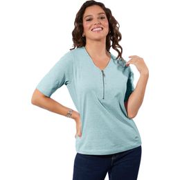 Damen V-Shirt mit Nieten-Verzierung mint-meliert, Gr&ouml;&szlig;e 36