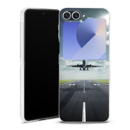 DeinDesign Galaxy Z Flip 7 FE Handy Hard Case Schutzh&uuml;lle transparent Smartphone Handy H&uuml;lle Airplane Wanderlust Urlaub Hard Case