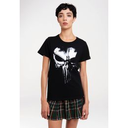 T-Shirt logoshirt "Marvel - Punisher Techno Skull", Damen, Gr. L, schwarz, 100% Baumwolle, bedruckt, normal, Rundhals, Shirts T-Shirt, mit lizenziertem Print