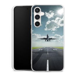 DeinDesign Galaxy S23 FE Handy Silikon H&uuml;lle Case transparent Handyh&uuml;lle Urlaub Wanderlust Airplane Silikon Case