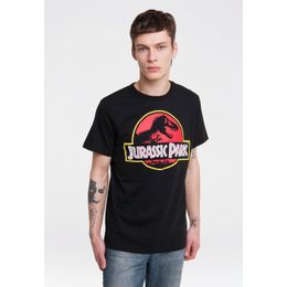 T-Shirt logoshirt "Jurassic Park Logo", Herren, Gr. S, schwarz, 100% Baumwolle, unifarben, normal, Rundhals, Shirts T-Shirt, mit coolem Print