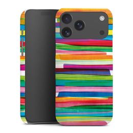 DeinDesign iPhone 17 Pro Max Handy Premium Case Smartphone Handyh&uuml;lle Schutzh&uuml;lle gl&auml;nzend Water Colour Stripes Colourful Premium Case