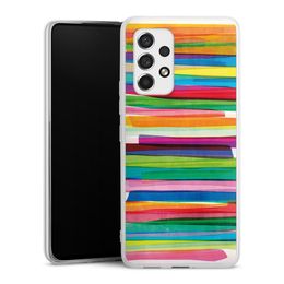 DeinDesign Galaxy A53 5G Handy Silikon H&uuml;lle Case transparent Handyh&uuml;lle Stripes Water Colour Colourful Silikon Case
