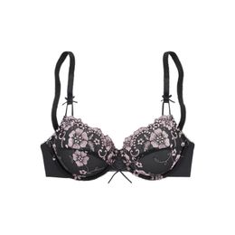 Lascana Damen B&uuml;gel-BH, schwarz-rose, Gr&ouml;&szlig;e 95D