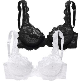 petite fleur by Lascana Damen B&uuml;gel-BH, schwarz+wei&szlig;, Gr&ouml;&szlig;e 90B