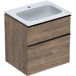 Geberit iCon Waschtisch mit Unterschrank 60 cm 502335JR1 Waschtisch-Set 60x63x48cm, wei&szlig;, Korpus nussbaum, Griff lava matt