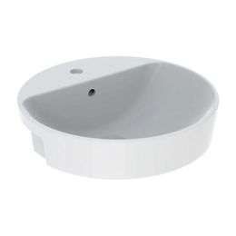 Geberit VariForm Halb-Einbauwaschtisch 500782002 d= 50cm, mit Hahnloch, &Uuml;berlauf, rund, wei&szlig; KeraTect