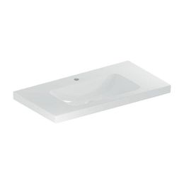 Geberit iCon light Waschtisch 501840006 90x48cm, Hahnloch mittig, ohne &Uuml;berlauf, mit Ablagefl&auml;che, wei&szlig; KeraTect