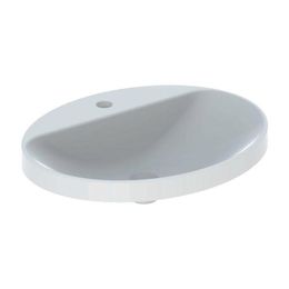 Geberit VariForm Einbauwaschtisch 500727002 60x48cm, mit Hahnlochbank, ohne &Uuml;berlauf, oval, wei&szlig; KeraTect