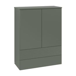 Villeroy & Boch Villeroy und Boch Antao Highboard L47100HL mit Beleuchtung, 2 T&uuml;ren, 814 x 1039 x 356 mm, Front mit Struktur, Leaf Green Matt Lacquer / Leaf Green Matt Lacquer