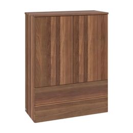 Villeroy & Boch Villeroy und Boch Antao Highboard L47100HM mit Beleuchtung, 2 T&uuml;ren, 814 x 1039 x 356 mm, Front mit Struktur, Warm Walnut / Warm Walnut