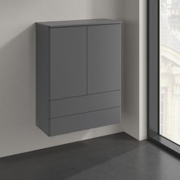 Villeroy & Boch Villeroy und Boch Antao Highboard K47000GK 2 T&uuml;ren, 814 x 1039 x 356 mm, Front ohne Struktur, Anthracite Matt Lacquer / Anthracite Matt Lacquer