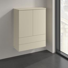 Villeroy & Boch Villeroy und Boch Antao Highboard K47000HJ 2 T&uuml;ren, 814 x 1039 x 356 mm, Front ohne Struktur, Silk Grey Matt Lacquer / Silk Grey Matt Lacquer