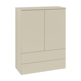 Villeroy & Boch Villeroy und Boch Antao Highboard L47000HJ mit Beleuchtung, 2 T&uuml;ren, 814 x 1039 x 356 mm, Front ohne Struktur, Silk Grey Matt Lacquer / Silk Grey Matt Lacquer
