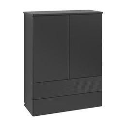 Villeroy & Boch Villeroy und Boch Antao Highboard L47100PD mit Beleuchtung, 2 T&uuml;ren, 814 x 1039 x 356 mm, Front mit Struktur, Black Matt Lacquer / Black Matt Lacquer