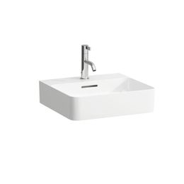 Laufen VAL Handwaschbecken H8152814001041 45x42cm, mit &Uuml;berlauf, mit 1 Hahnloch, wei&szlig; LCC
