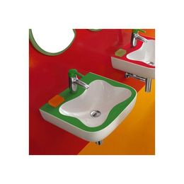 Laufen Florakids Handwaschbecken 8150310721041 45 x 41 cm, wei&szlig;/gr&uuml;n, mit &Uuml;berlauf, 1 Hahnloch
