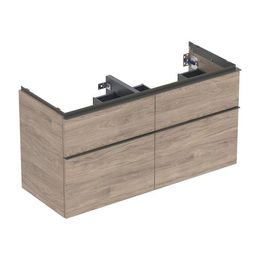Geberit iCon Doppelwaschtisch-Unterschrank 502309JR1 118,4x61,5x47,6cm, 4 Schubladen, nussbaum/Griff lava matt