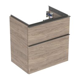 Geberit iCon Waschtisch-Unterschrank 502307JR1 59,2x61,5x41,6cm, 2 Schubladen, nussbaum/Griff lava matt