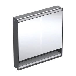 Geberit One Unterputz Spiegelschrank 505823007 90 x 90 x 15cm, schwarz matt/Aluminium pulverbeschichtet, mit Nische und ComfortLight, 2 T&uuml;ren