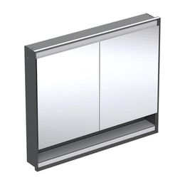 Geberit One Unterputz Spiegelschrank 505824007 105 x 90 x 15 cm, schwarz matt/Aluminium pulverbeschichtet, mit Nische und ComfortLight, 2 T&uuml;ren