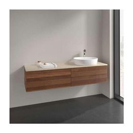 Villeroy & Boch Villeroy und Boch Antao Waschtisch-Unterschrank L27113HM mit Beleuchtung, 4 Ausz&uuml;ge, 1600 x 360 x 500 mm, Front mit Struktur, Warm Walnut / Botticino