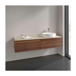 Villeroy & Boch Villeroy und Boch Antao Waschtisch-Unterschrank L38153HM mit Beleuchtung, 2 Ausz&uuml;ge, 1600 x 360 x 500 mm, Front mit Struktur, Warm Walnut / Botticino