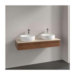 Villeroy & Boch Villeroy und Boch Antao Waschtisch-Unterschrank L13153HM mit Beleuchtung, 1 Auszug, 1200 x 190 x 500 mm, Front mit Struktur, Warm Walnut / Botticino