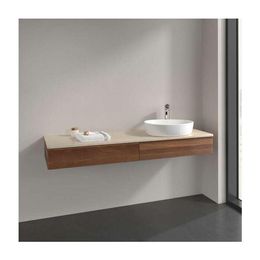 Villeroy & Boch Villeroy und Boch Antao Waschtisch-Unterschrank L16153HM mit Beleuchtung, 2 Ausz&uuml;ge, 1600 x 190 x 500 mm, Front mit Struktur, Warm Walnut / Botticino